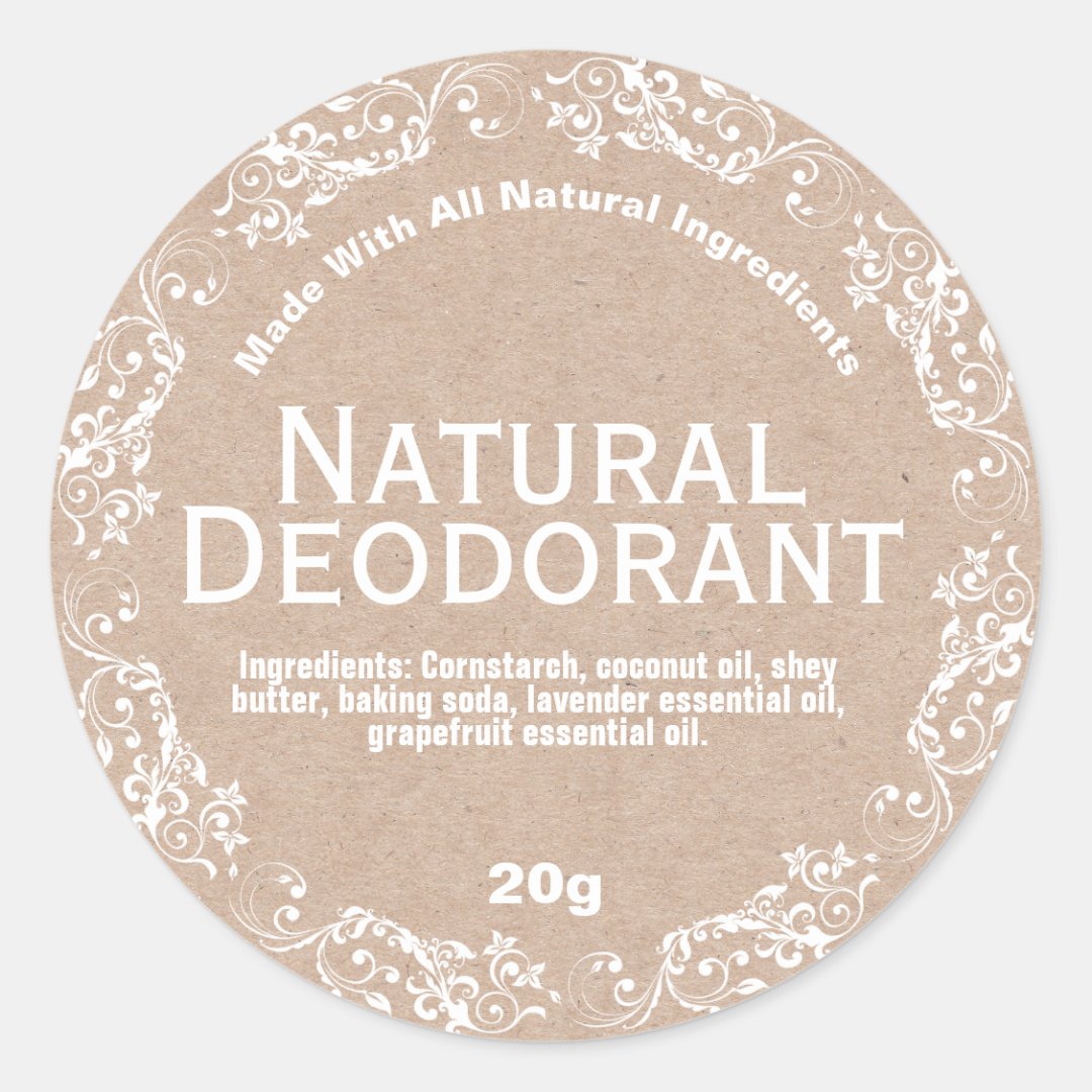 Natural Country Kraft Homemade Deodorant Labels | Zazzle
