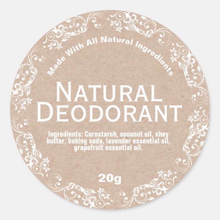 Natural Country Kraft Homemade Deodorant Labels | Zazzle.com