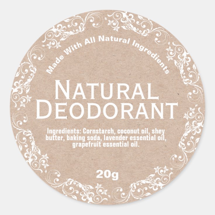 Natural Country Kraft Homemade Deodorant Labels | Zazzle