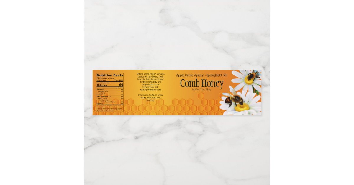 Natural Cut Comb Honey Container Wrap Around Label | Zazzle