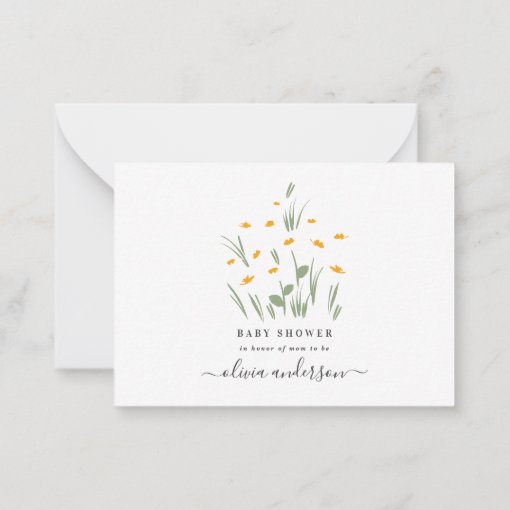 natural daisy floral baby shower diaper raffle note card | Zazzle