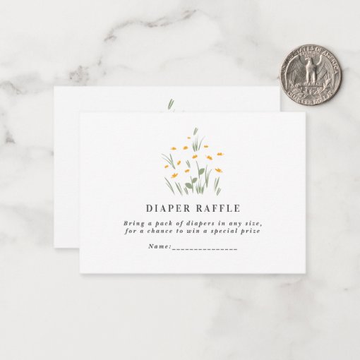 natural daisy floral baby shower diaper raffle note card | Zazzle
