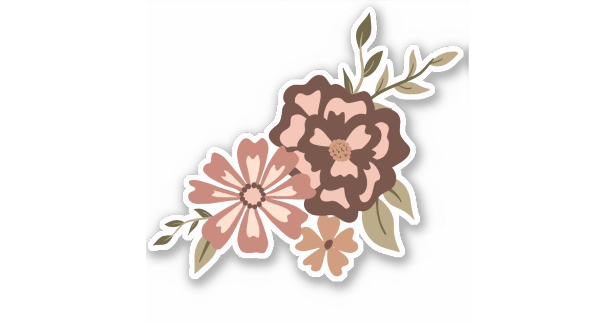 Natural Floral Peach Motif Flowering Vines Sticker | Zazzle