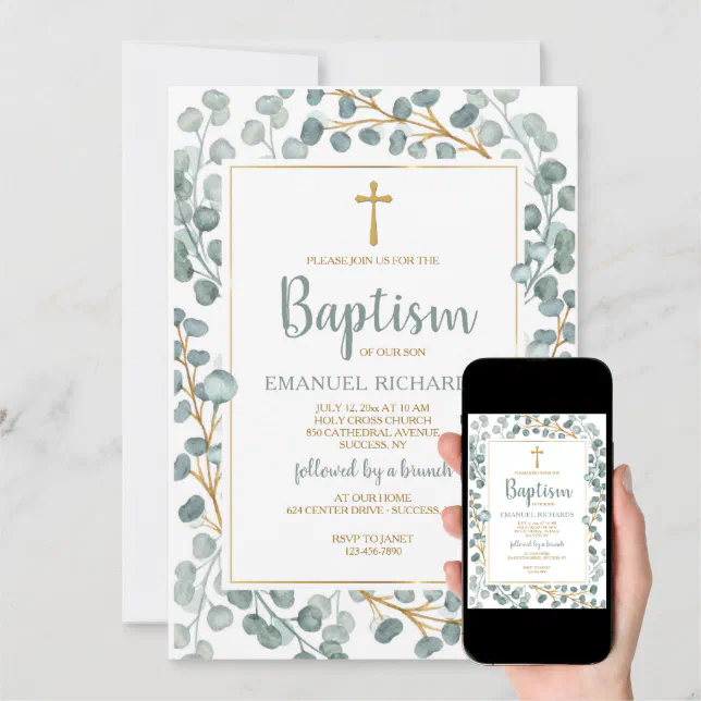 Natural Foliage Frame Religious Invitation | Zazzle