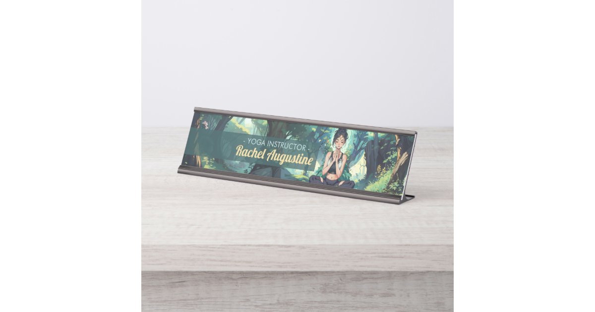 Natural Forest Yoga Fitness Meditation Instructor Desk Name Plate | Zazzle