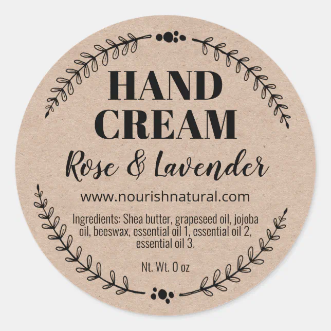 Natural Homemade Hand Cream Kraft Labels | Zazzle