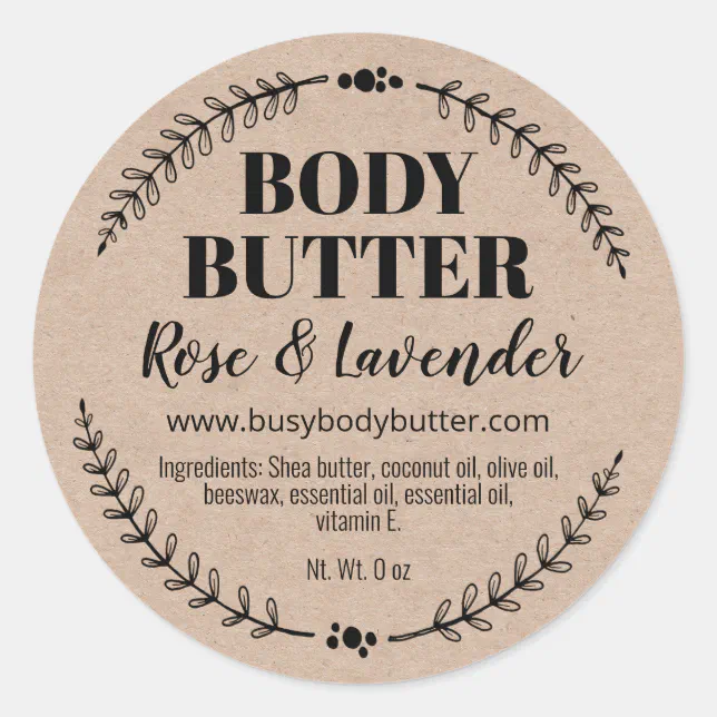 Natural Kraft Handmade Body Butter Labels | Zazzle