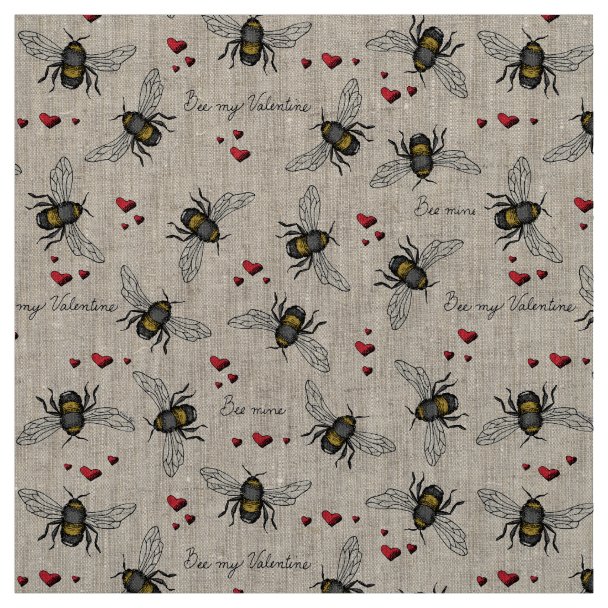 Ivory Linen Love Bug Insect Illustration Pattern Fabric | Zazzle