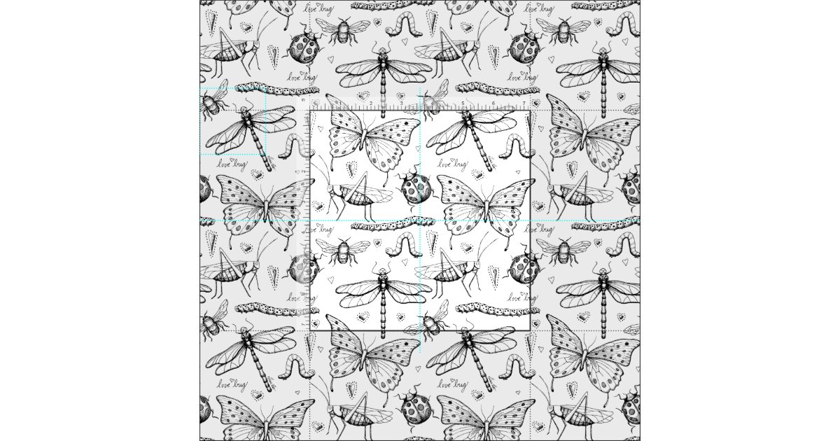 Natural Linen Elegant Insects Illustration Pattern Fabric | Zazzle