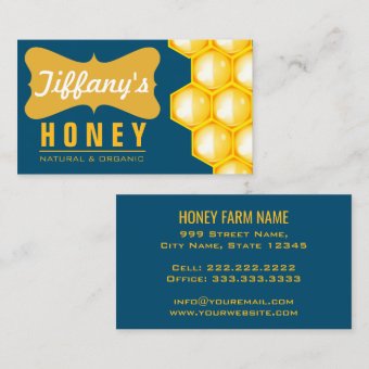 Natural | Organic Honey | Pure Honey | Farm Honey Business Card | Zazzle