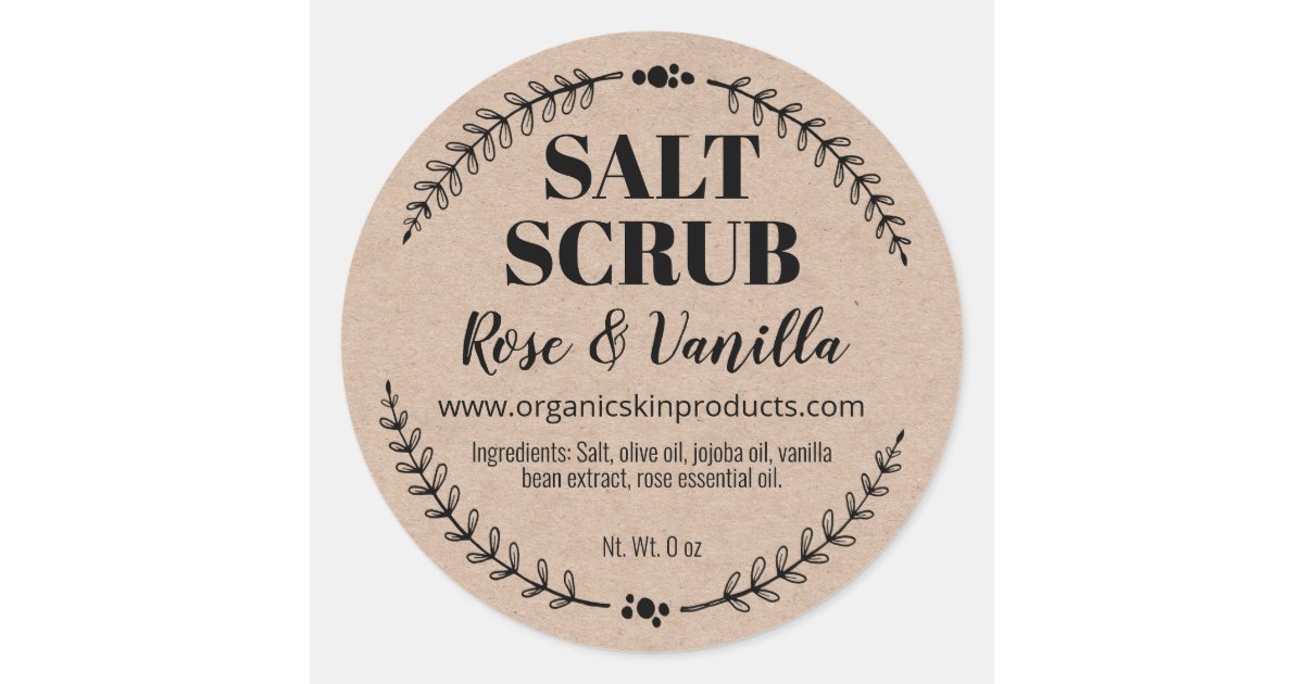 Natural Organic Salt Scrub Labels | Zazzle