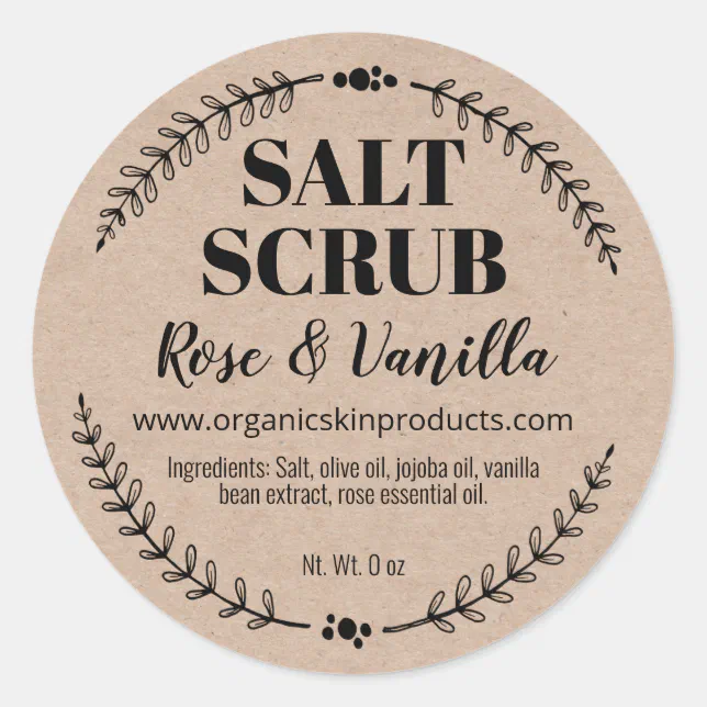 Natural Organic Salt Scrub Labels | Zazzle