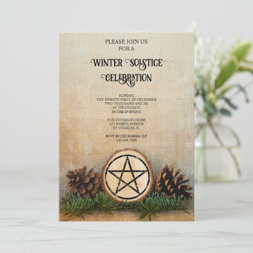 Natural Pine Cone and Branches Winter Solstice Invitation | Zazzle