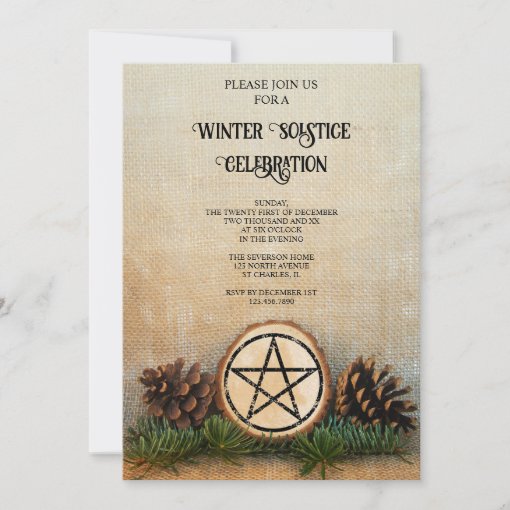 Natural Pine Cone and Branches Winter Solstice Invitation | Zazzle