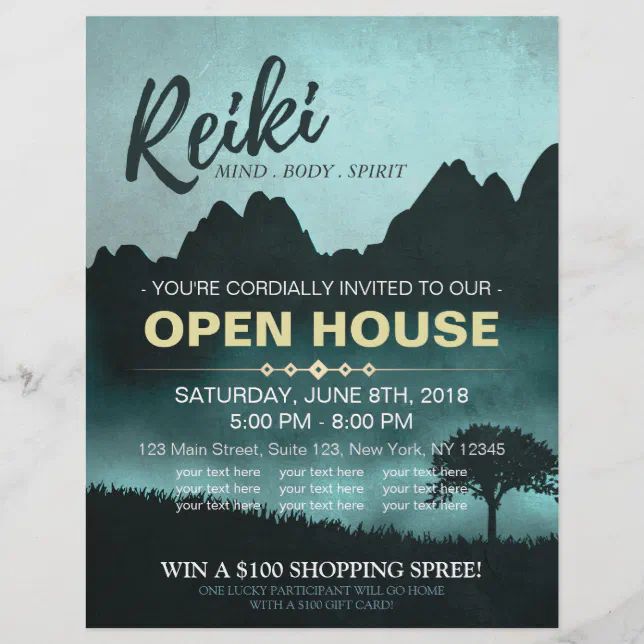 Natural Reiki Master & Yoga instructor Open House Flyer | Zazzle