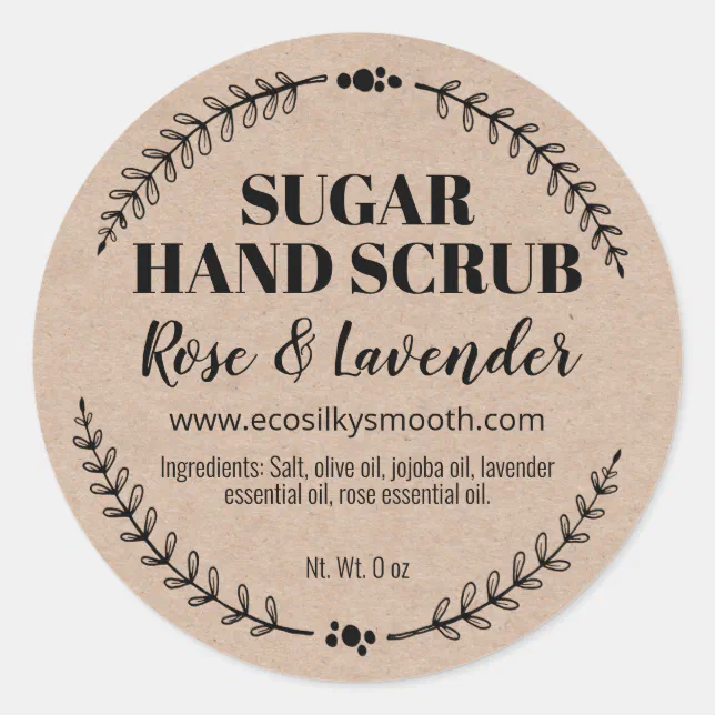 Natural Sugar Hand Scrub Kraft Labels | Zazzle