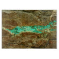 Natural turquoise vein in rough brown stone cutting board | Zazzle