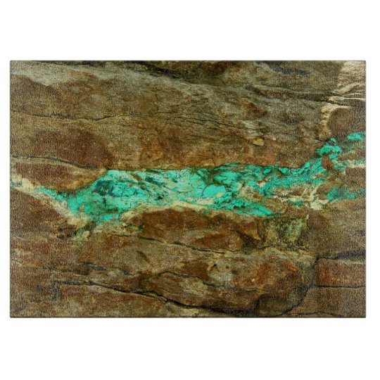 Natural turquoise vein in rough brown stone cutting board | Zazzle.com