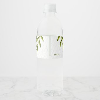 Natural, Watercolor Leaves Water Bottle Label | Zazzle
