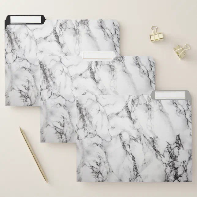 Natural White And Black Marble Texture File Folder | Zazzle