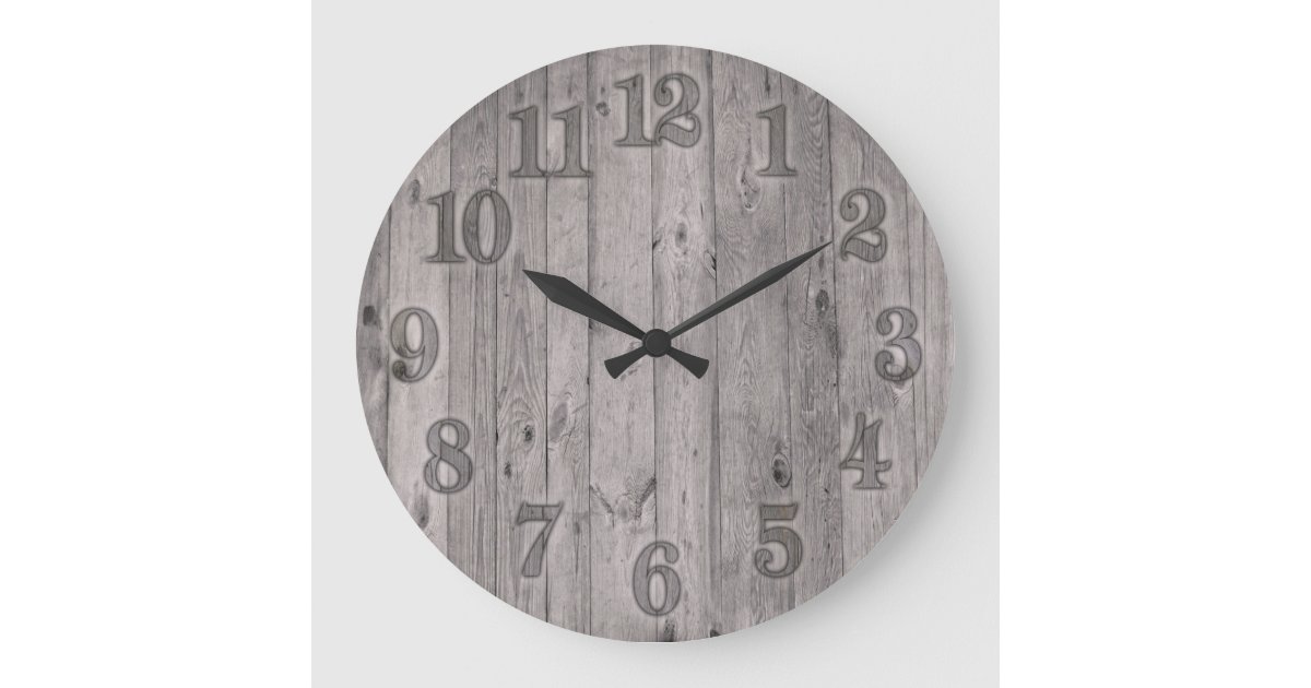 Natural Wood Background Large Clock | Zazzle