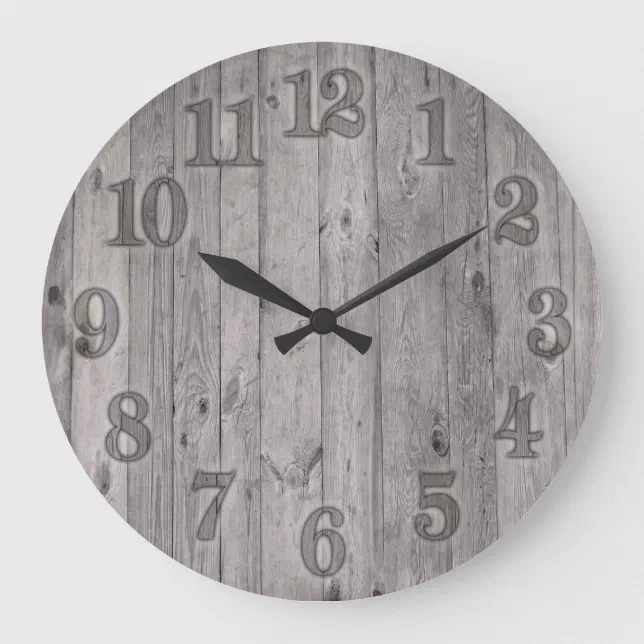 Natural Wood Background Large Clock | Zazzle
