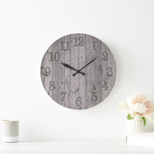 Natural Wood Background Large Clock | Zazzle