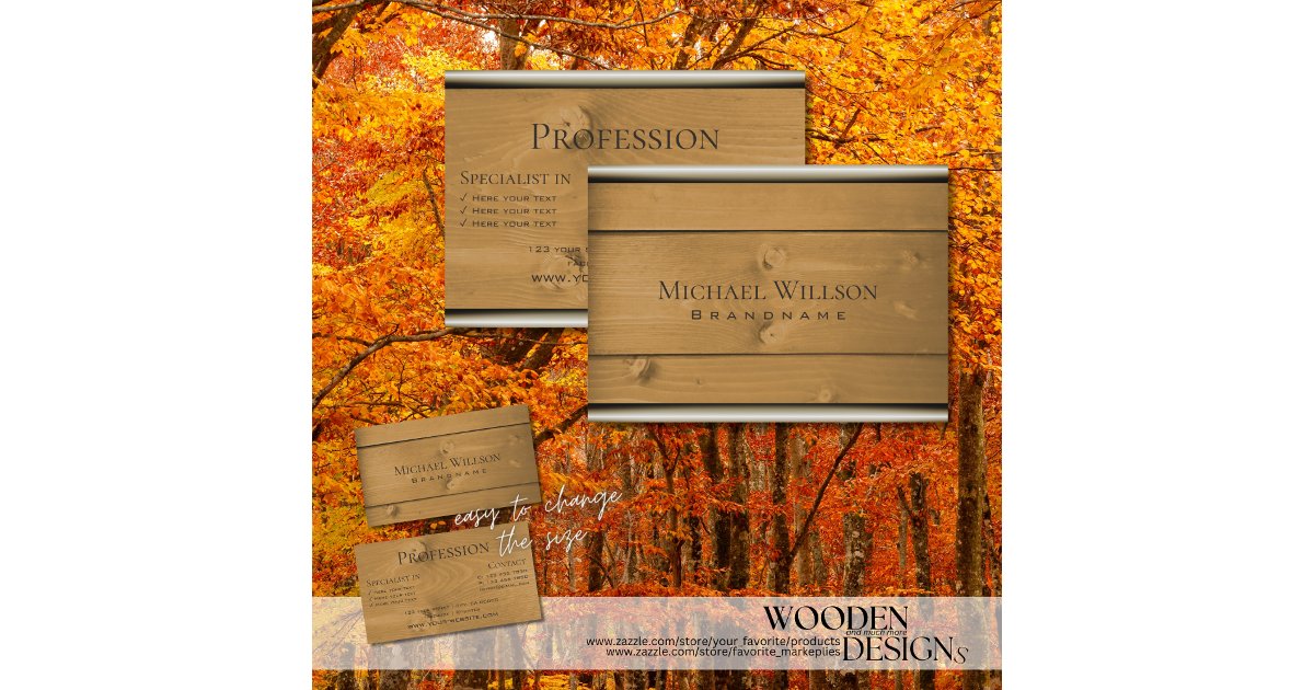 Natural Wood Grain Rustic Wooden Boards Striking Business Card | Zazzle