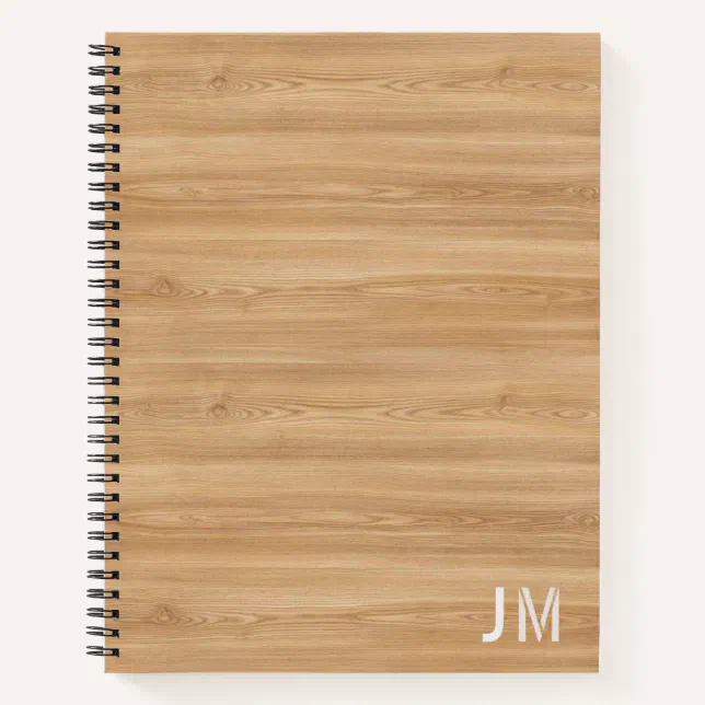 Natural Wood Monogram Notebook | Zazzle