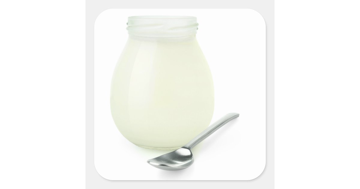 Natural yogurt square sticker | Zazzle