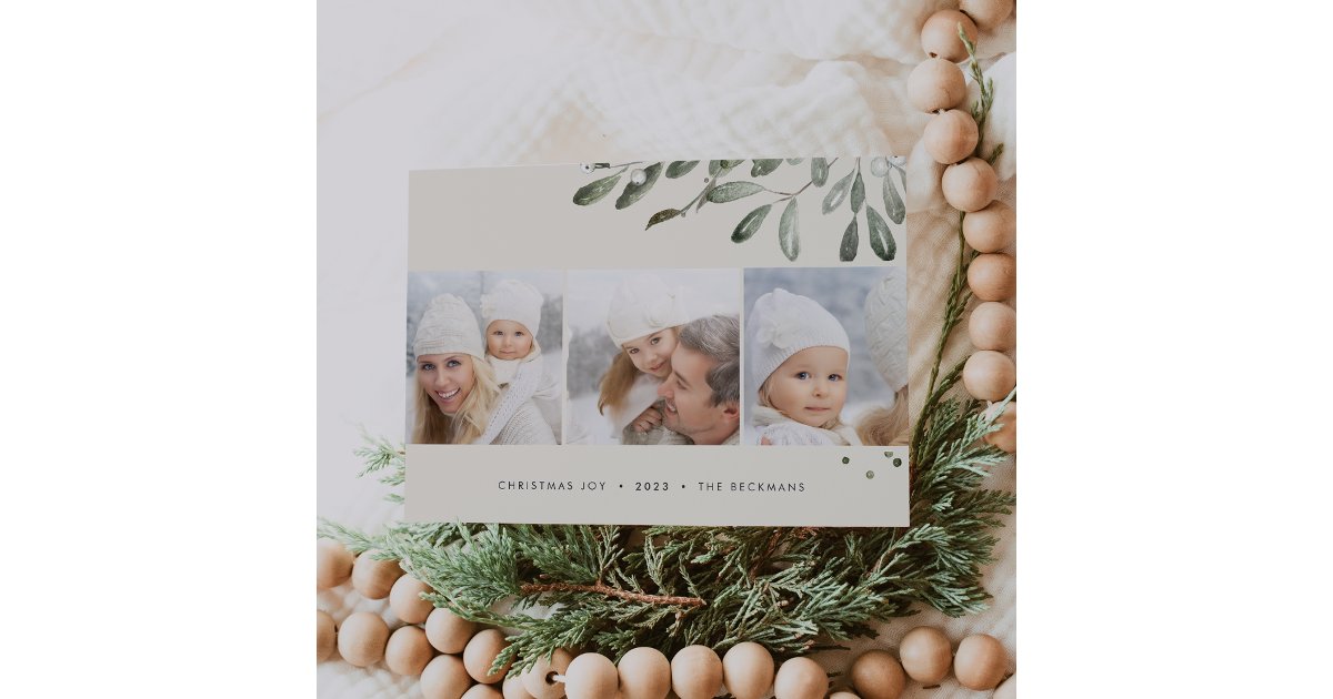 Naturally Joyful | Holiday Photo Collage Card | Zazzle