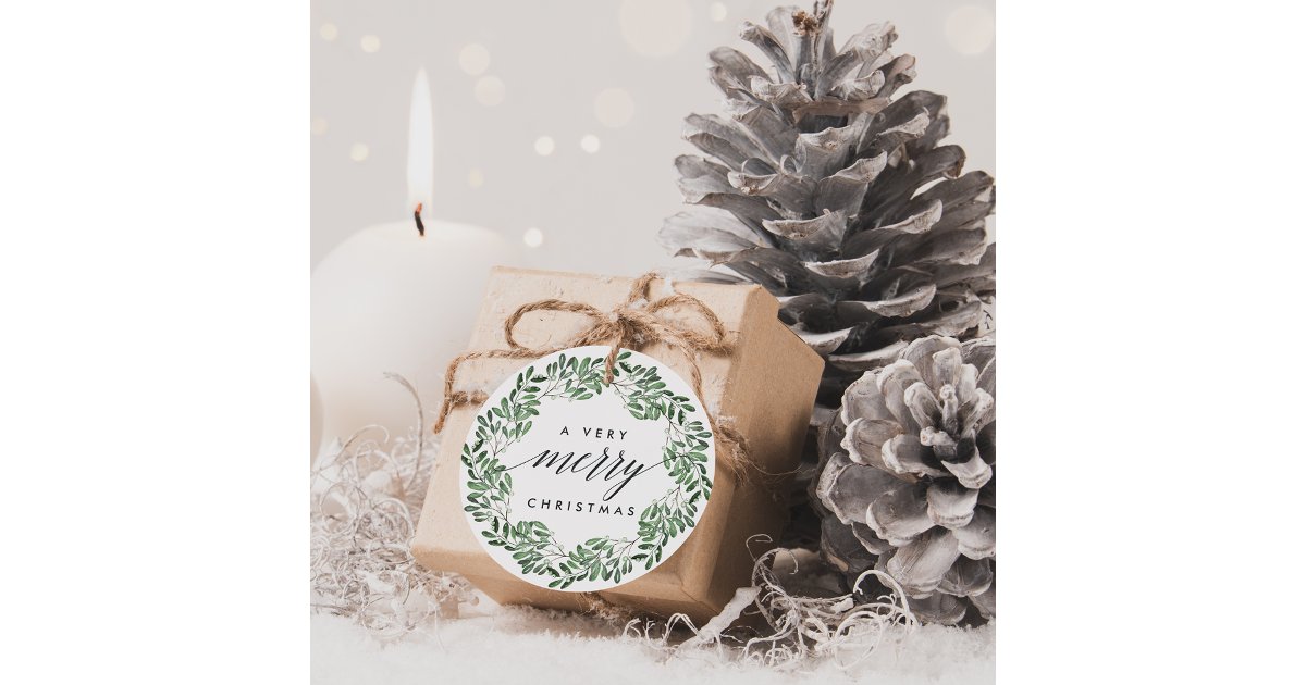Naturally Joyful | Watercolor Christmas Gift Tags | Zazzle