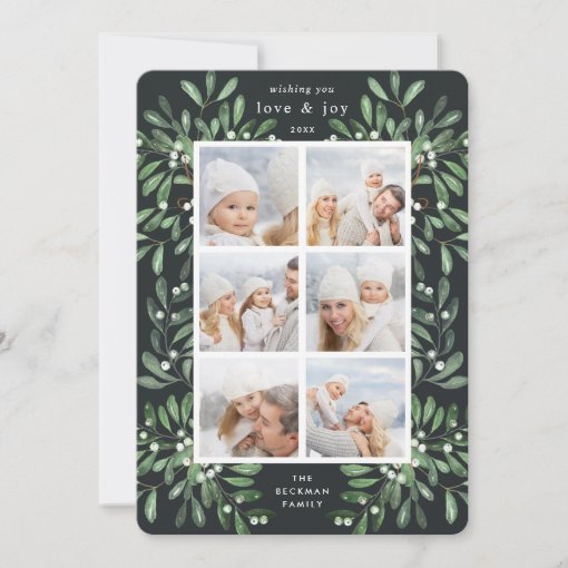 Naturally Joyful Watercolor Holiday Photo Collage | Zazzle