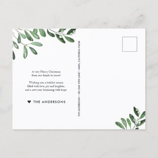 Naturally Joyful Wreath | Photo Collage Christmas Holiday Postcard | Zazzle