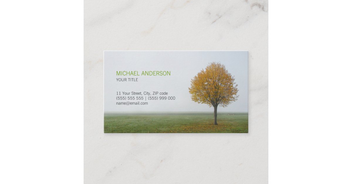 Nature Autumn Golden Tree business card | Zazzle