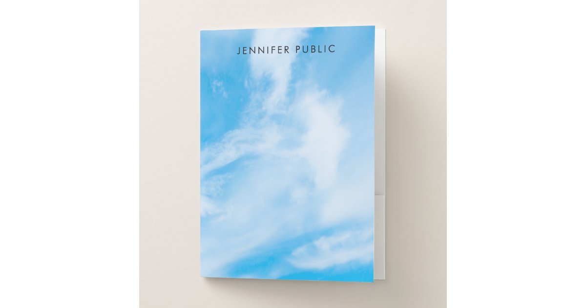 Nature Blue Sky White Clouds Trendy Template Pocket Folder | Zazzle