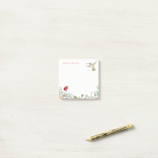 Nature Girl Hummingbird Ladybug Garden Monogrammed Post-it Notes | Zazzle