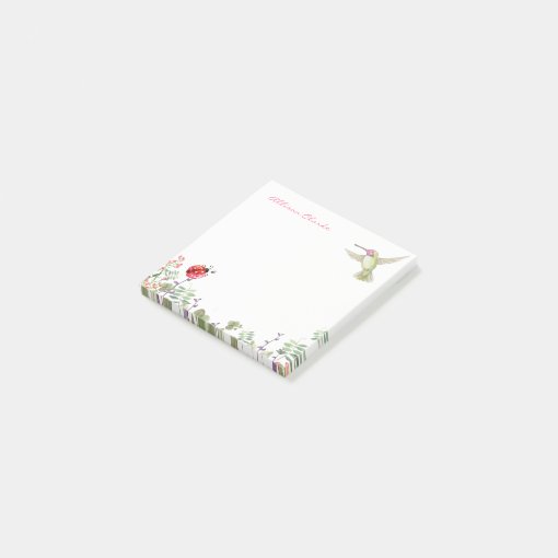 Nature Girl Hummingbird Ladybug Garden Monogrammed Post-it Notes | Zazzle