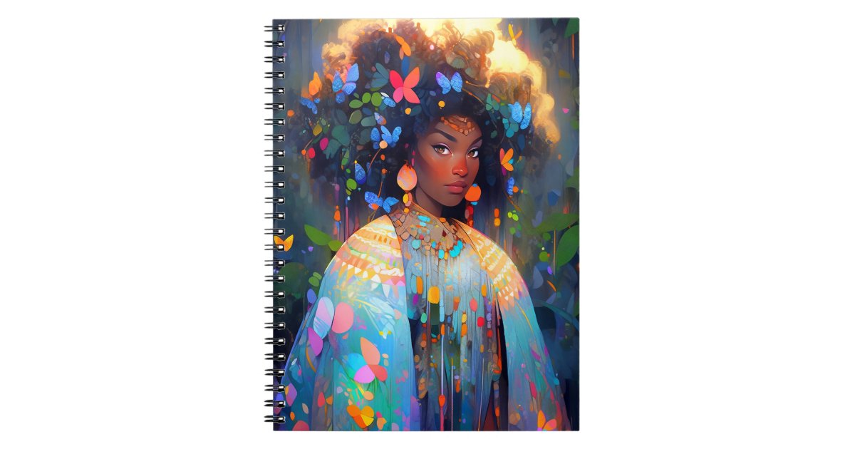 Nature Goddess African American Fantasy Art Notebook | Zazzle