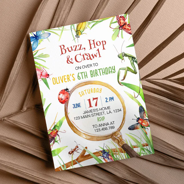 Nature Insect Bugs Birthday Invitation | Zazzle