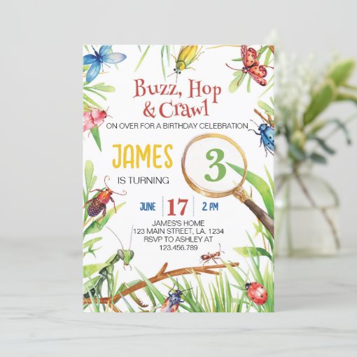 Nature Insect Bugs Birthday Invitation | Zazzle