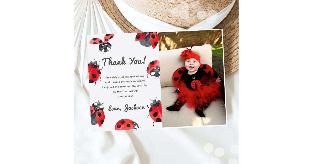 Nature Insect Bugs Birthday Photo Thank You Card | Zazzle