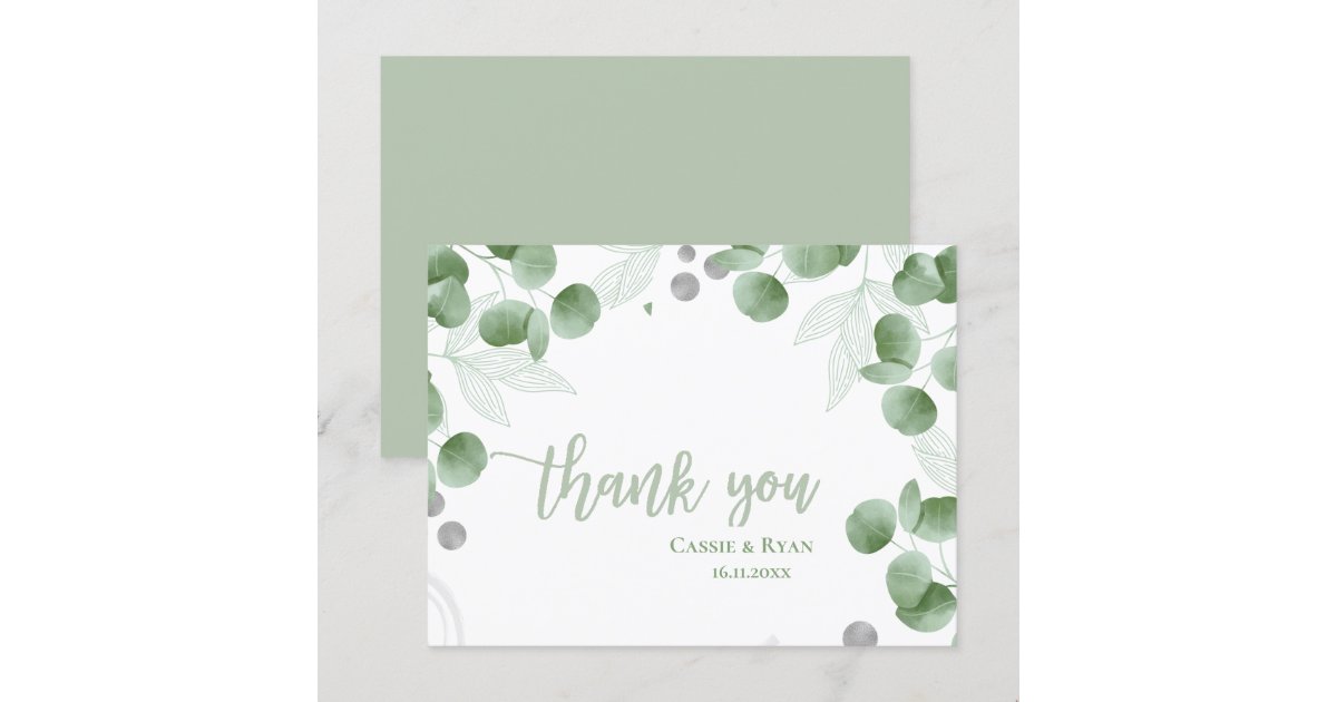 Nature-Inspired Eucalyptus Wedding Thank you Postcard | Zazzle