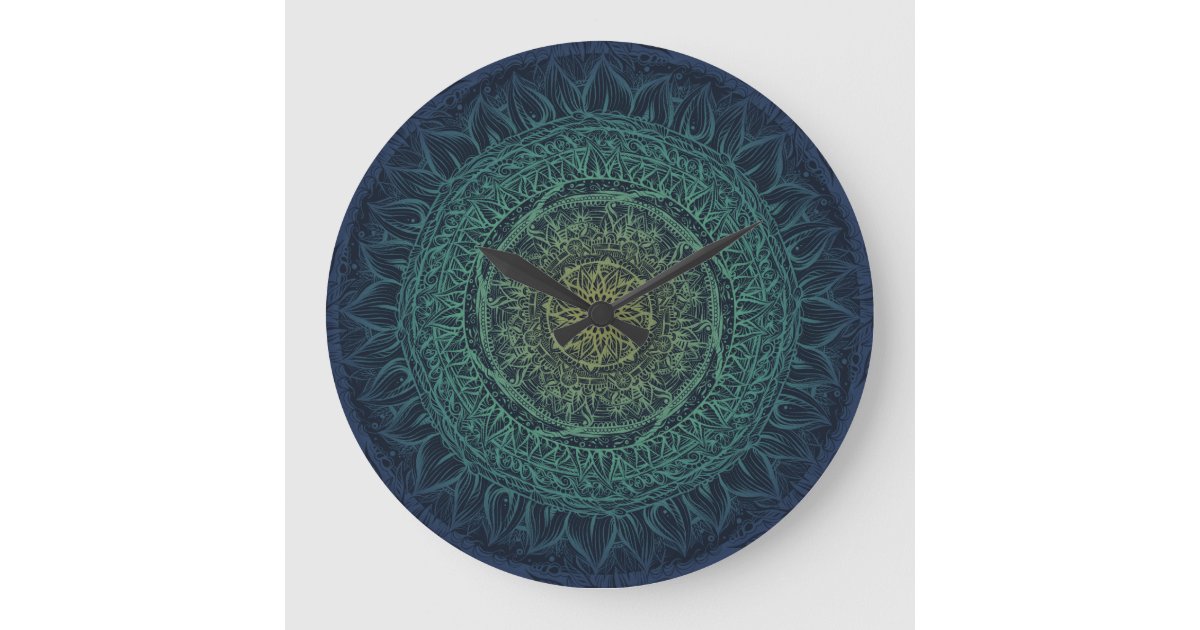 Nature Lovers Mandala Art Mandalas Design Large Clock | Zazzle