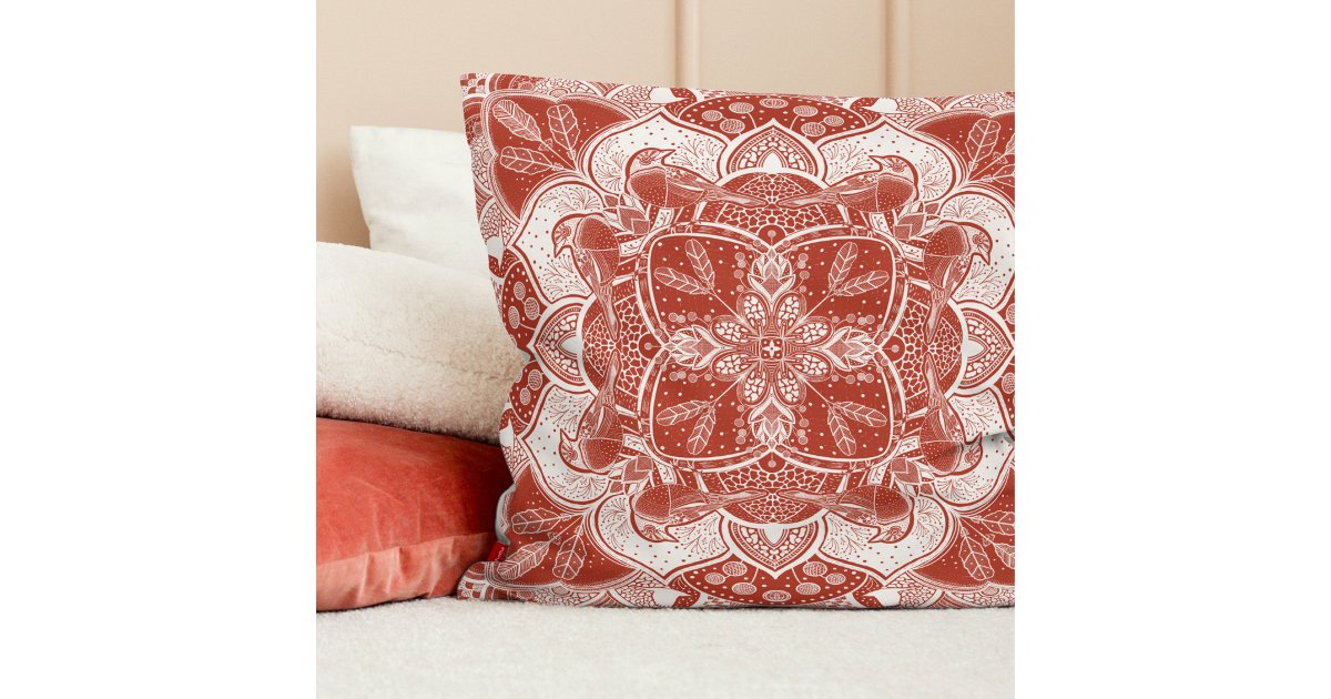 Nature Mandala Spring Robin Bird Choose Your Color Throw Pillow | Zazzle