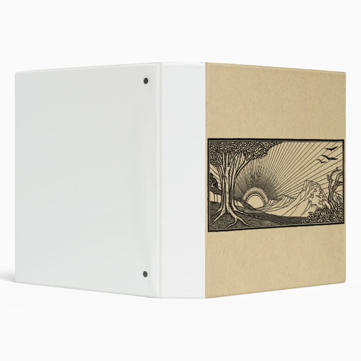 Nature Scene with Flying Birds and Setting Sun 3 Ring Binder | Zazzle