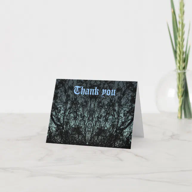 Nature silhouette Gothic Thank you card | Zazzle