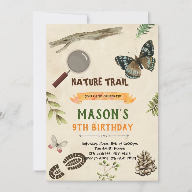 Nature trail birthday invitation | Zazzle