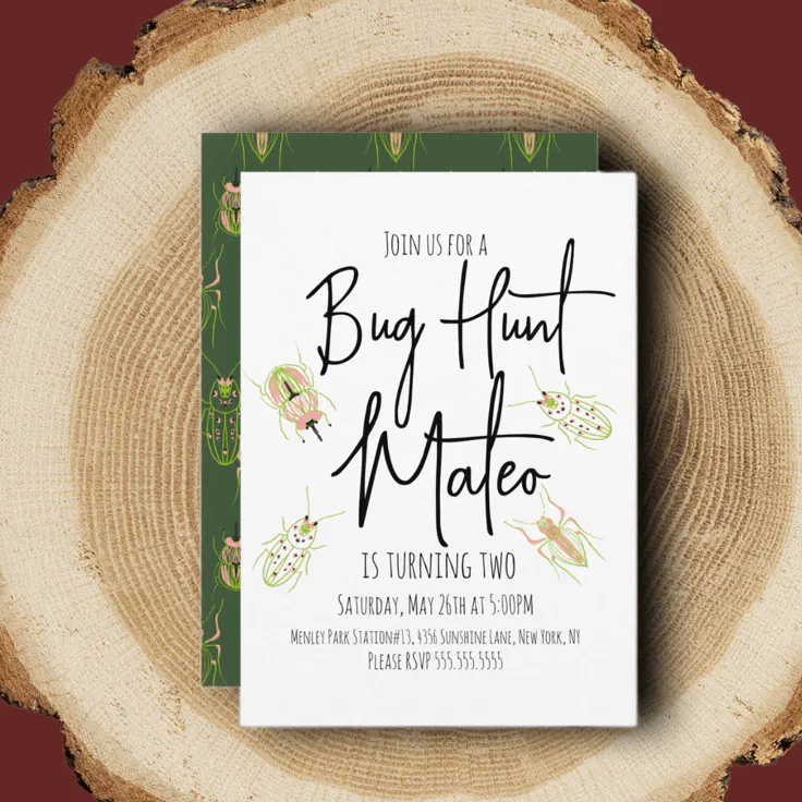 Nature Trail Insect Bug Birthday Invitation | Zazzle