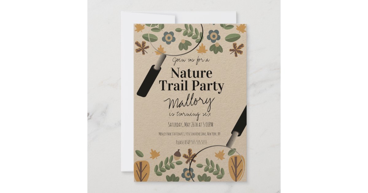 Nature Trail Woods Acorn Birthday Rustic Greenery Invitation | Zazzle